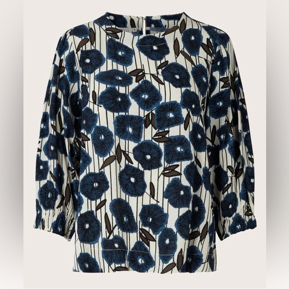 Masai | Tops | Masai Brisa Blouse In True Navy Danish Graphic Print ...